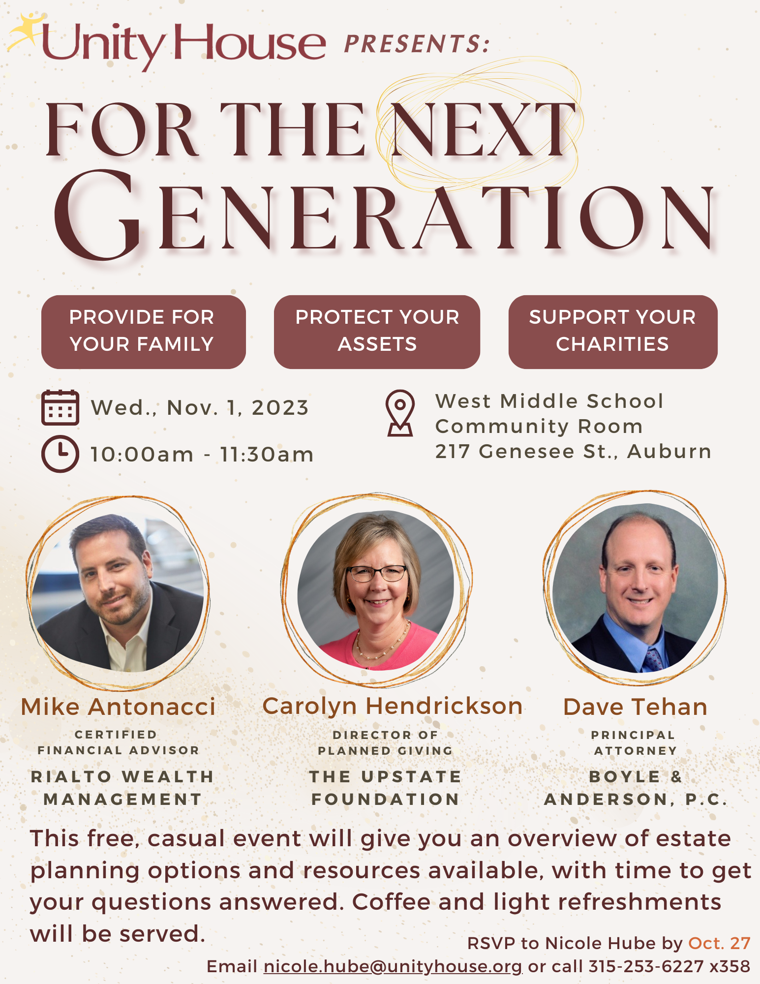 Unity House presents: For the Next Generation, free estate planning ...